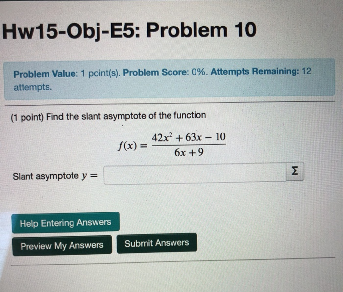 Solved Hw15 Obj E5 Problem 10 Problem Value 1 Points