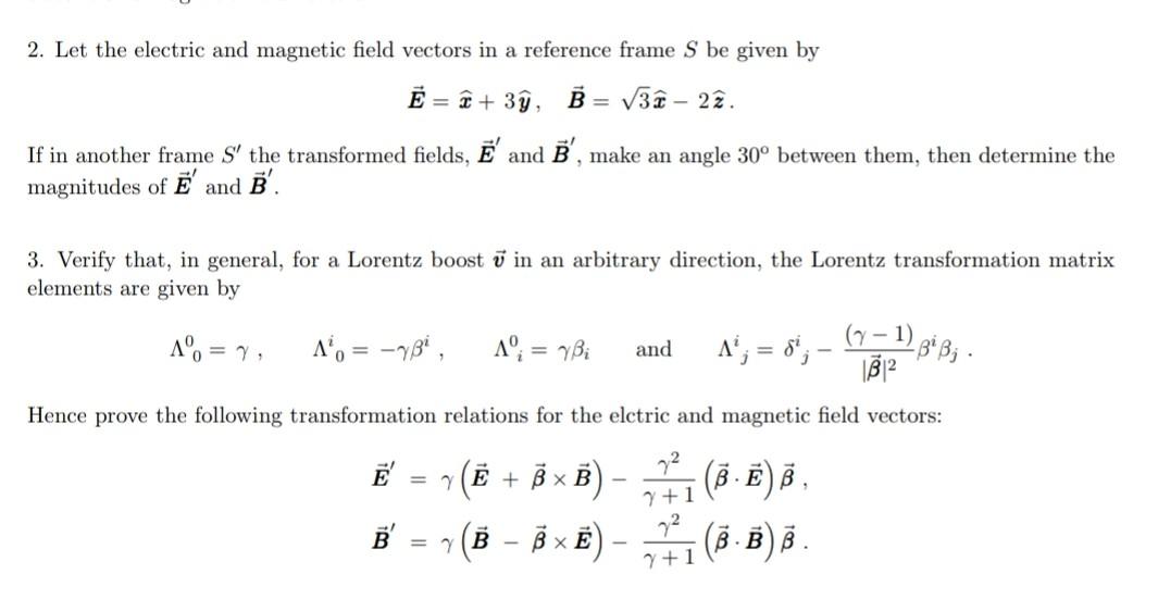 Solved 2. Let the electric and magnetic field vectors in a | Chegg.com
