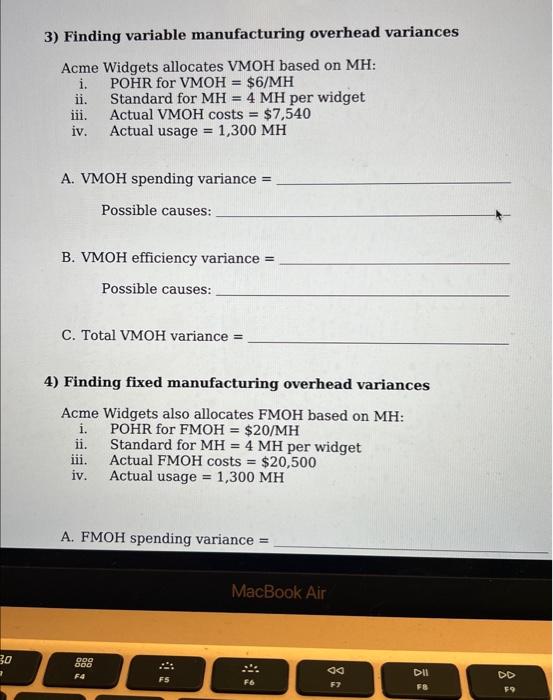 Solved 3) Finding variable manufacturing overhead variances | Chegg.com