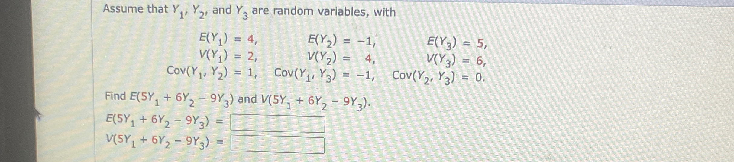 Solved Assume that Y1,Y2, ﻿and Y3 ﻿are random variables, | Chegg.com