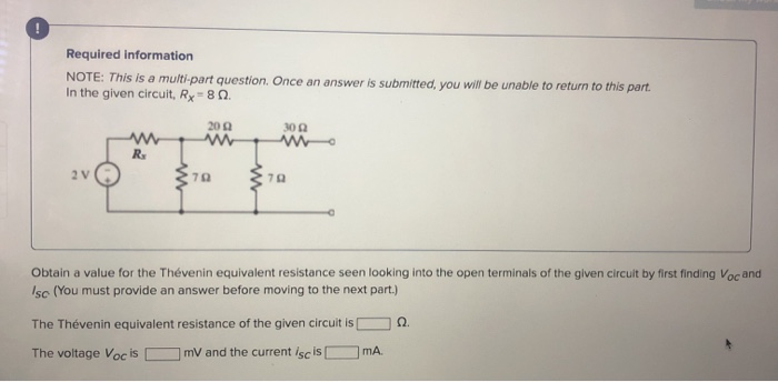 Solved Required information NOTE: This is a multi-part | Chegg.com