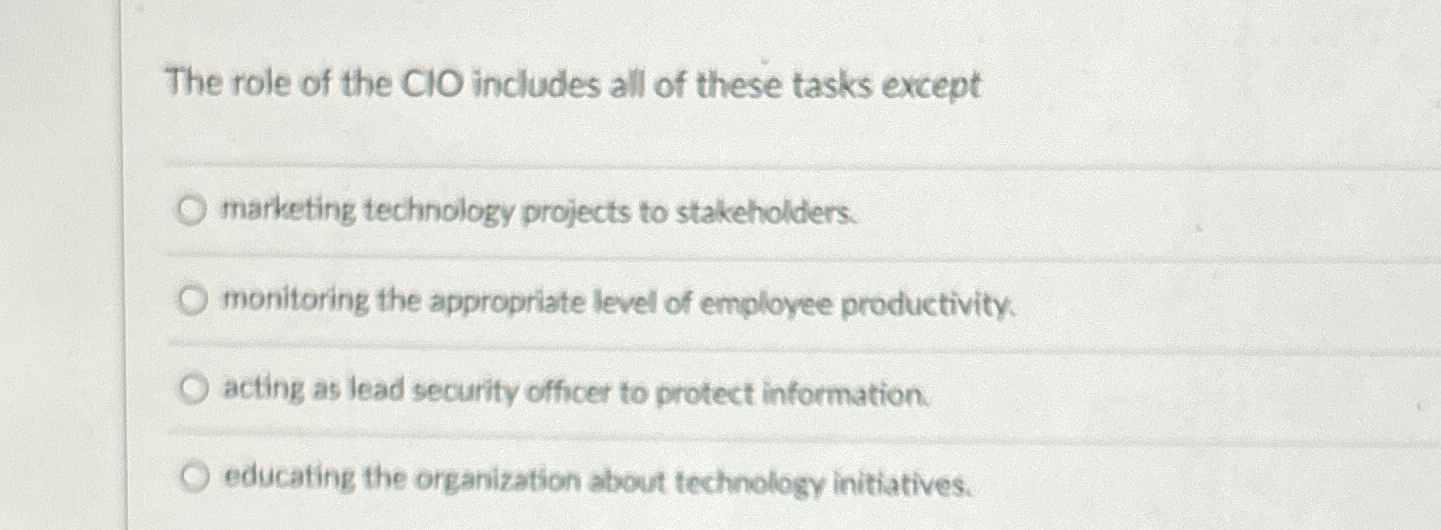 Solved The role of the ClO includes all of these tasks | Chegg.com