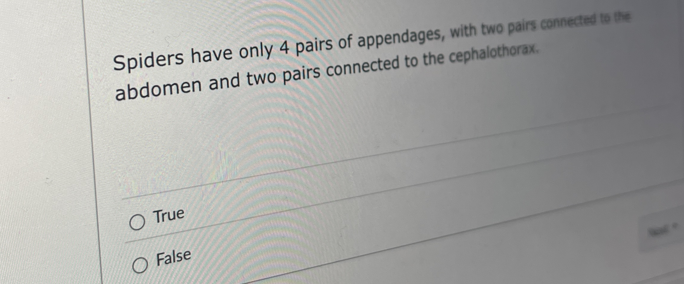 Solved Spiders have only 4 ﻿pairs of appendages, with two | Chegg.com