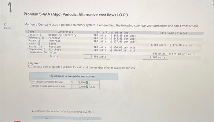Solved Problem 5-4AA (Algo) Periodic: Alternative cost flows | Chegg.com