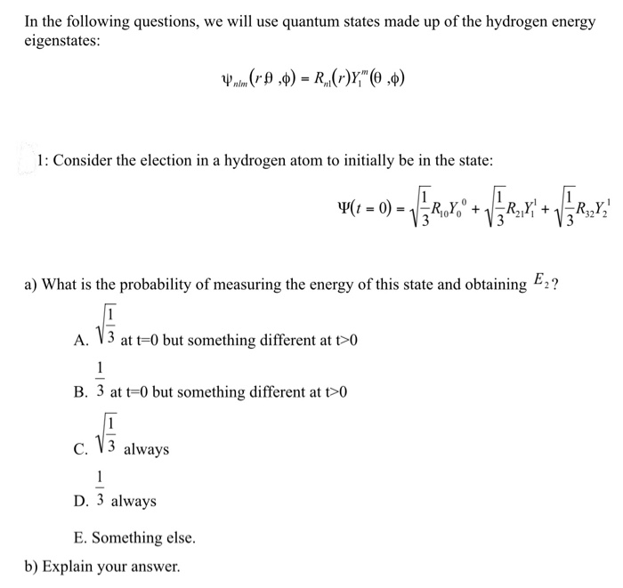 Solved In the following questions, we will use quantum | Chegg.com