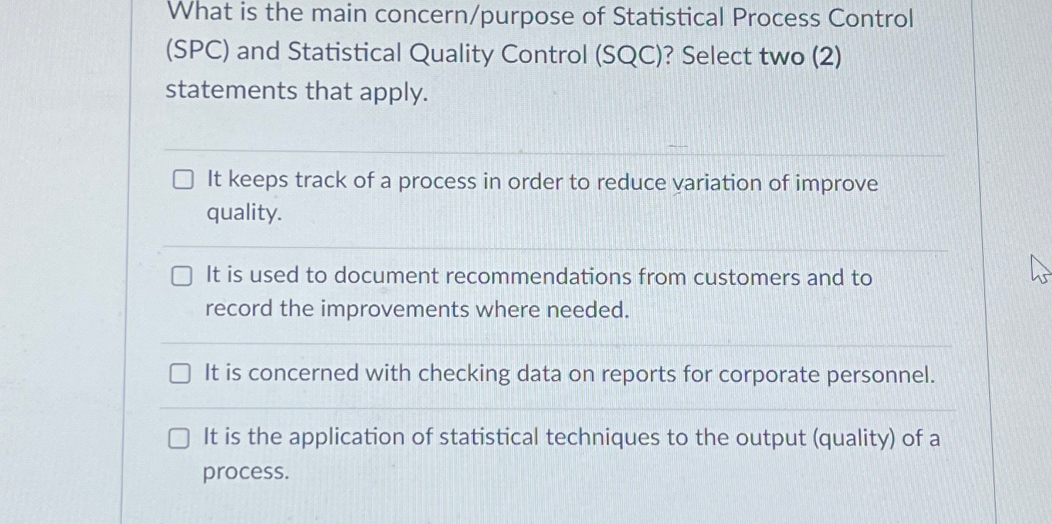 Solved What is the main concern/purpose of Statistical | Chegg.com
