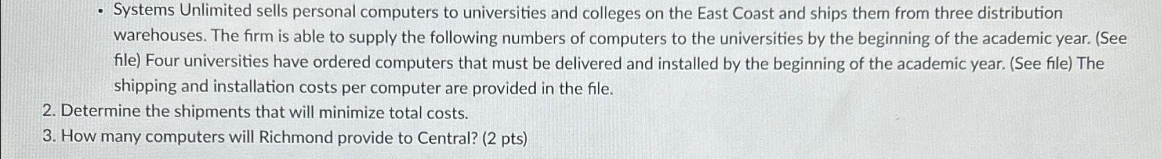 Solved Systems Unlimited sells personal computers to | Chegg.com