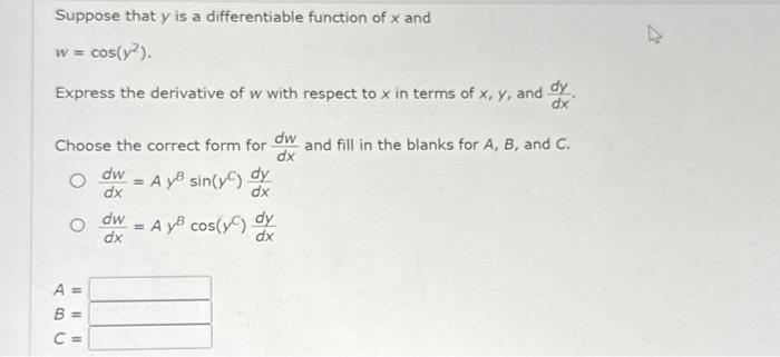 Solved Suppose that y is a differentiable function of x and | Chegg.com