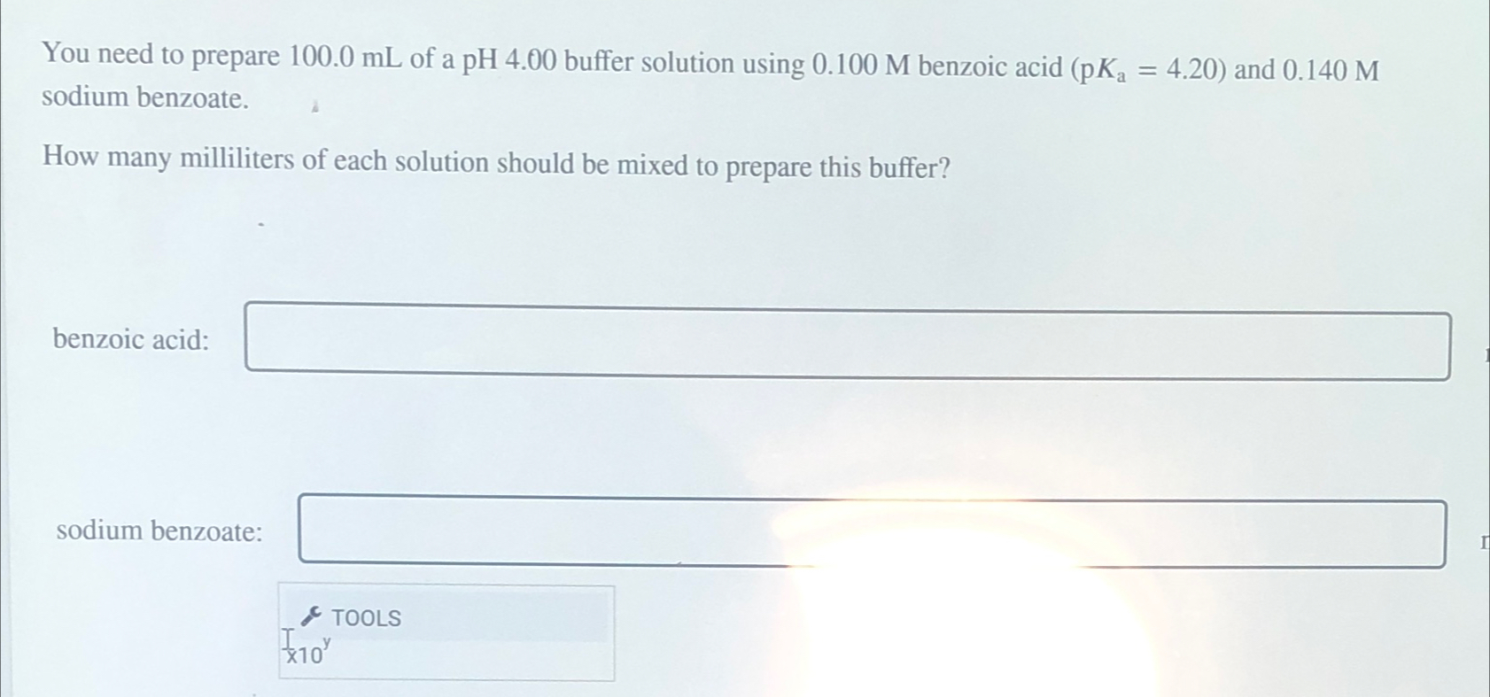 Solved You need to prepare 100.0mL ﻿of a pH 4.00 ﻿buffer | Chegg.com