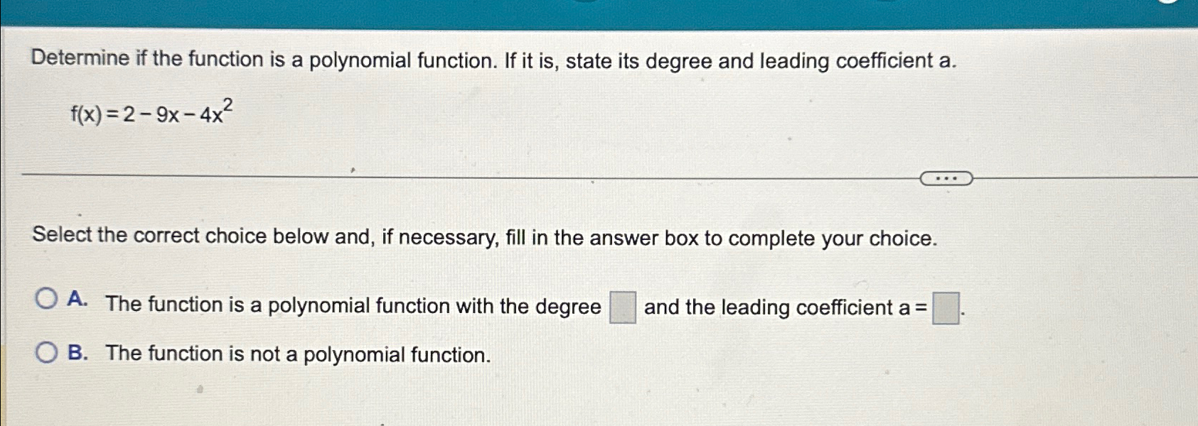 Solved Determine if the function is a polynomial function. | Chegg.com