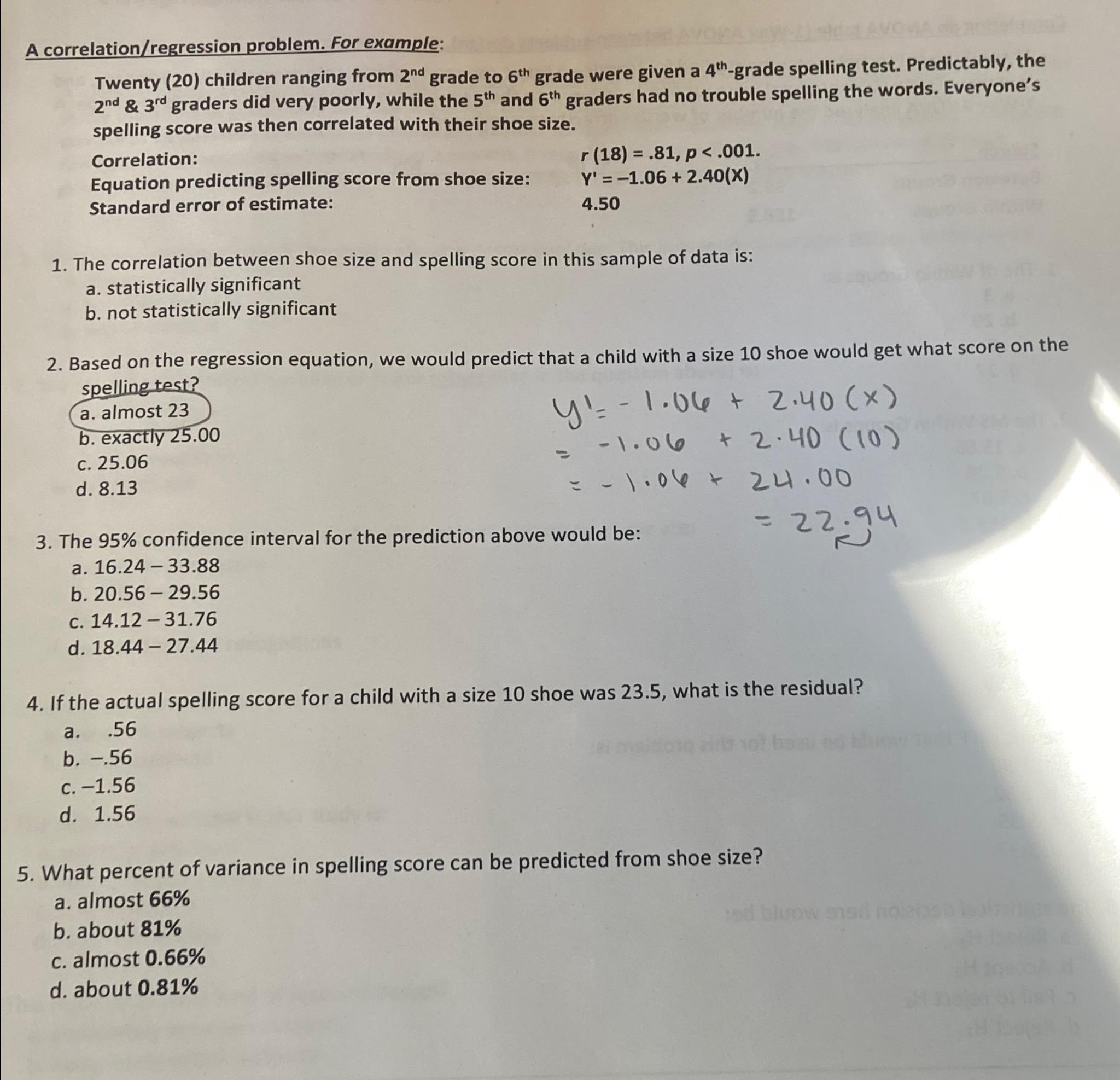 Solved A correlation/regression problem. For example:Twenty | Chegg.com
