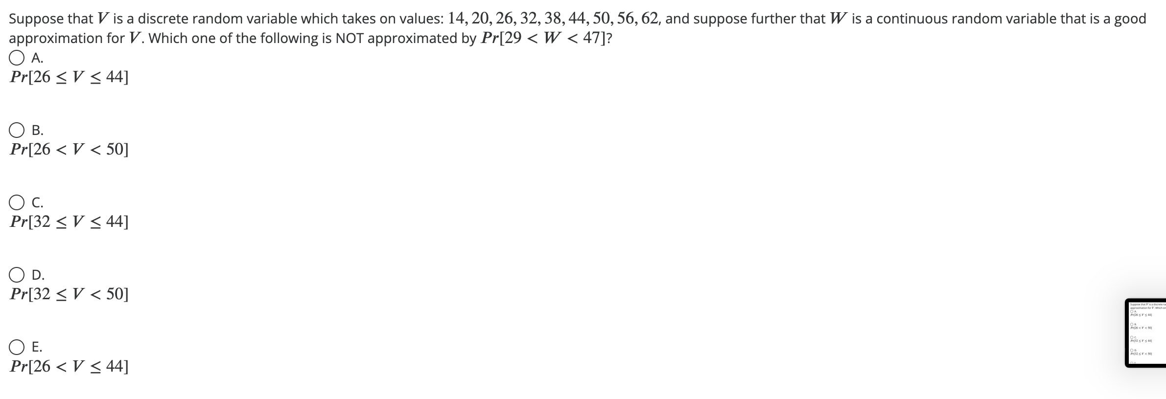 Suppose that V ﻿is a discrete random variable which | Chegg.com