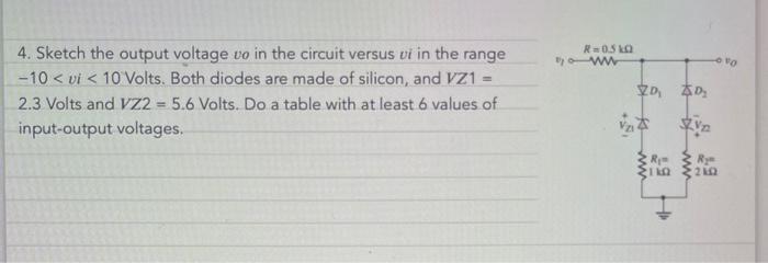 Solved 4. Sketch the output voltage vo in the circuit versus | Chegg.com