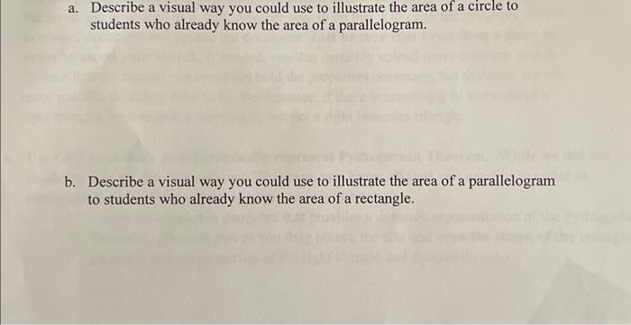 Solved a. Describe a visual way you could use to illustrate | Chegg.com