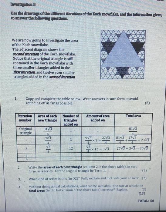 Solved GP 12 Mathematics Task 2 Investigation Term 1 2022 | Chegg.com