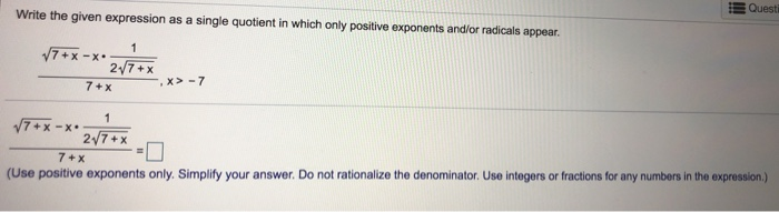 Solved E Quest Write the given expression as a single | Chegg.com