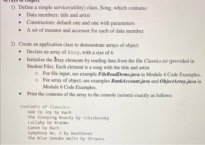 Solved please please kindly create two separate classes in | Chegg.com