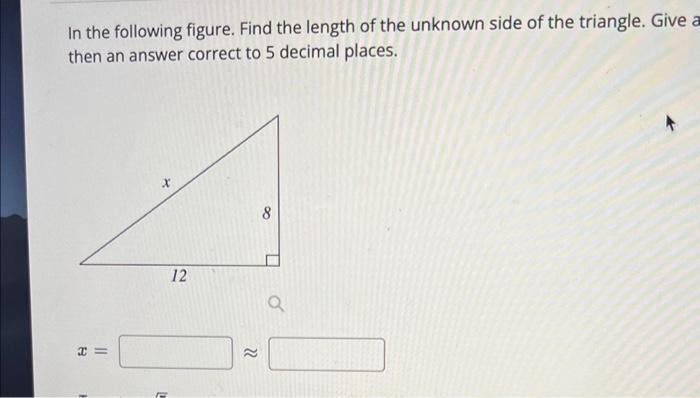Solved In the following figure. Find the length of the | Chegg.com