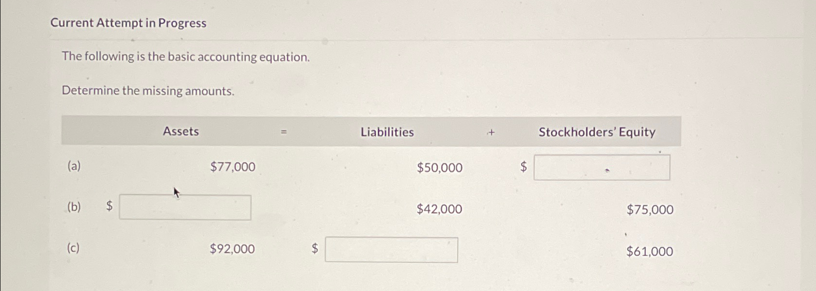 Solved Current Attempt in ProgressThe following is the basic | Chegg.com