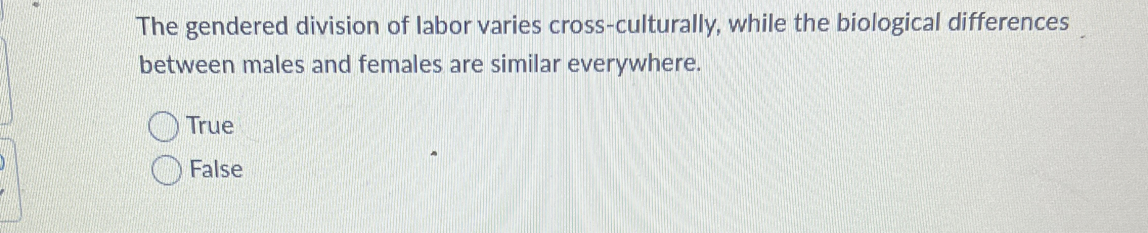 Solved The gendered division of labor varies | Chegg.com
