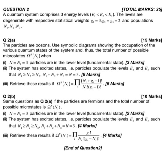 Solved QUESTION 2 (TOTAL MARKS: 25) A quantum system | Chegg.com