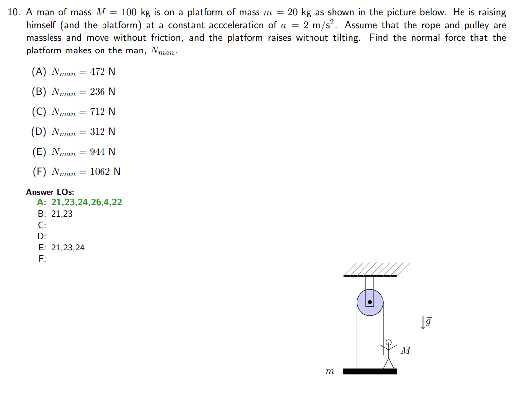 Solved A man of mass M=100kg ﻿is on a platform of mass | Chegg.com
