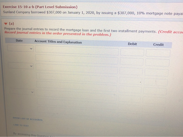 Solved Exercise 15-10 a-b (Part Level Submission) Sunland | Chegg.com