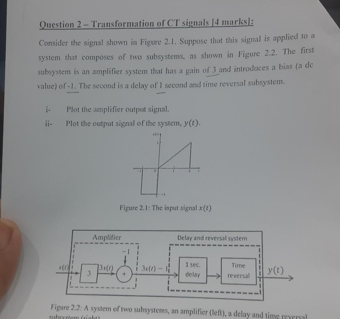Solved Question 2 - Transformation of CT signals 4 marks]: | Chegg.com