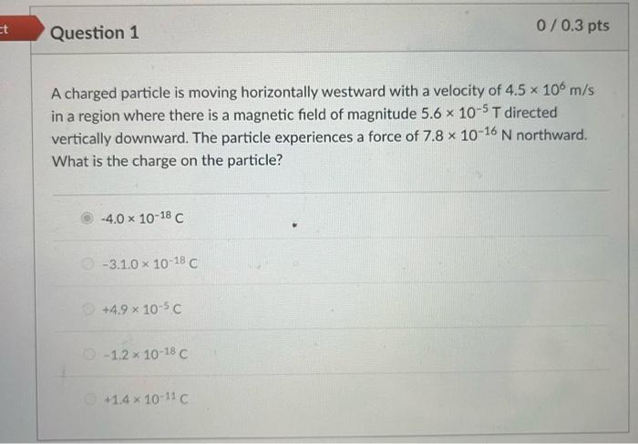 Solved A charged particle is moving horizontally westward | Chegg.com