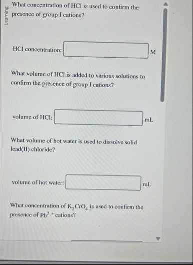 Solved LearningWhat concentration of HCl is used to confirm | Chegg.com