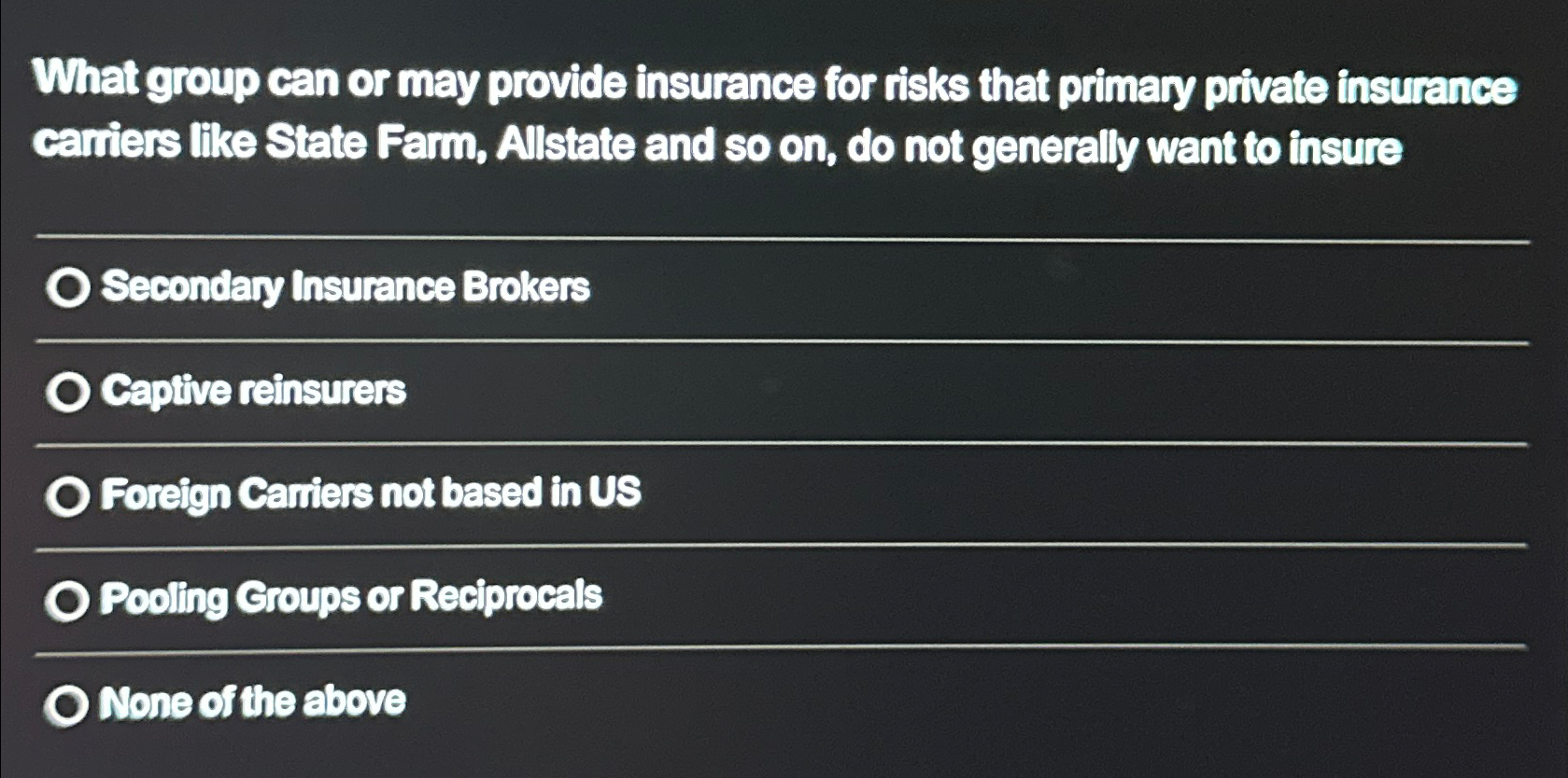 Solved What group can or may provide insurance for risks | Chegg.com