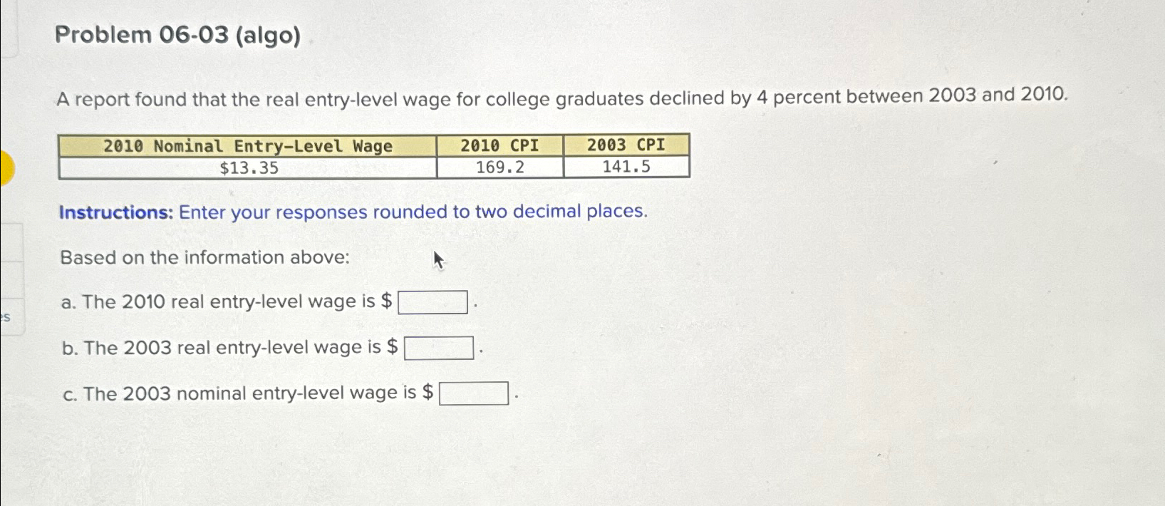 Solved A report found that the real entry-level wage for | Chegg.com