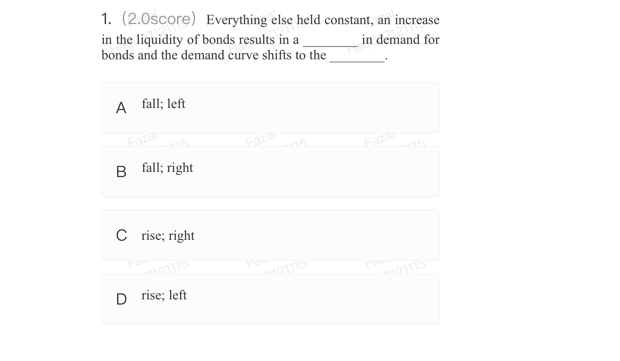 Solved Everything else held constant, an increase in the | Chegg.com