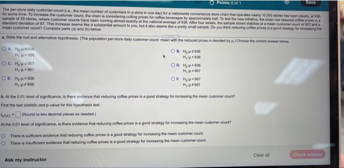 Solved Points of 1 Save The per store daily customer counte. | Chegg.com