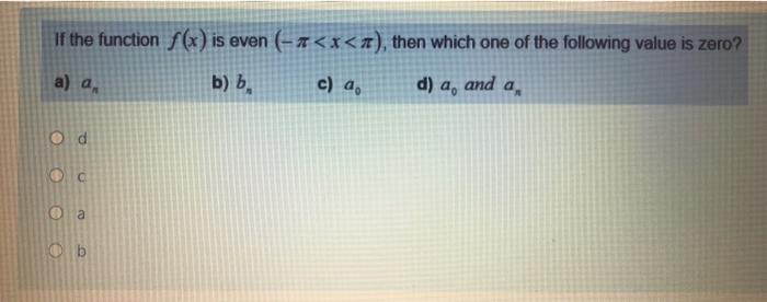 Solved If the function f(x) is even (-1 | Chegg.com