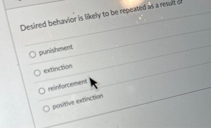 Solved Desired behavior is likely to be repeated ás a result | Chegg.com