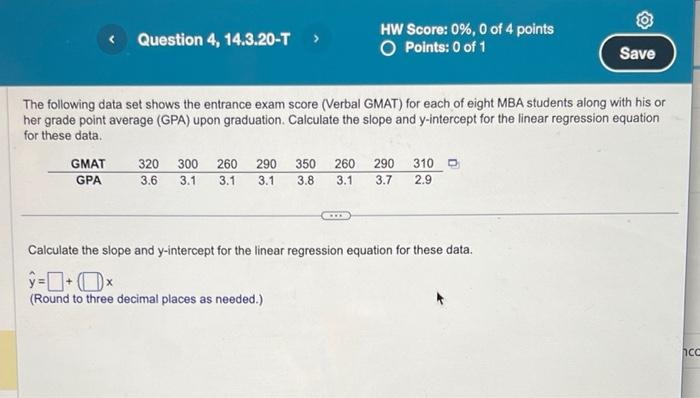 Solved The following data set shows the entrance exam score | Chegg.com