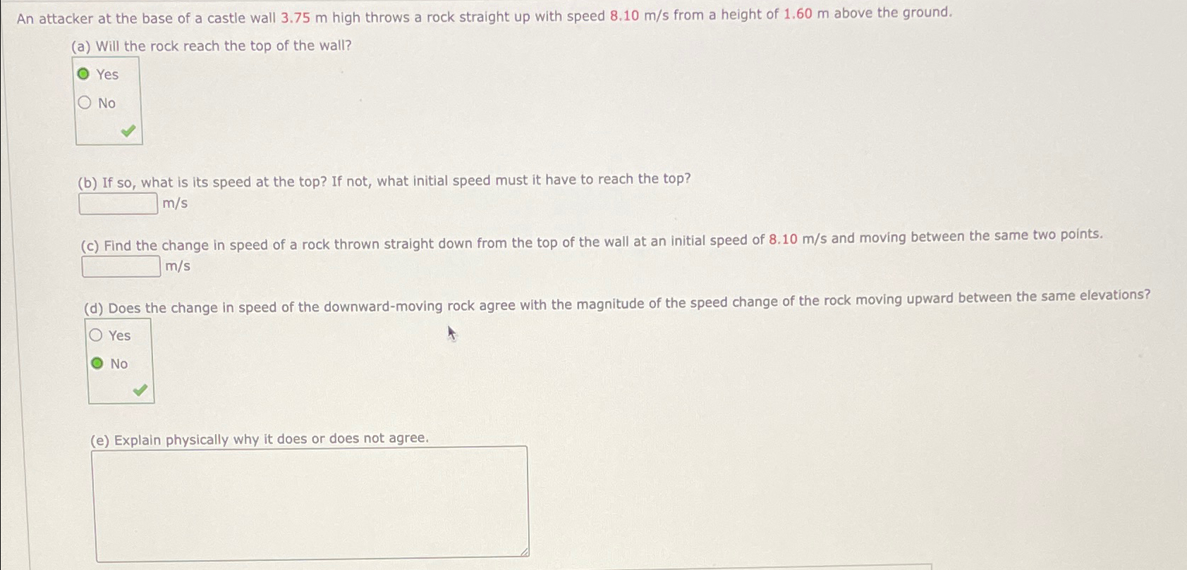 Solved An attacker at the base of a castle wall 3.75m ﻿high | Chegg.com