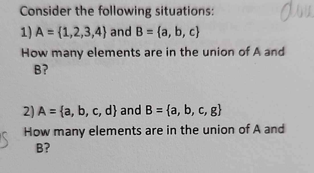 Solved Consider the following situations:A={1,2,3,4} ﻿and | Chegg.com