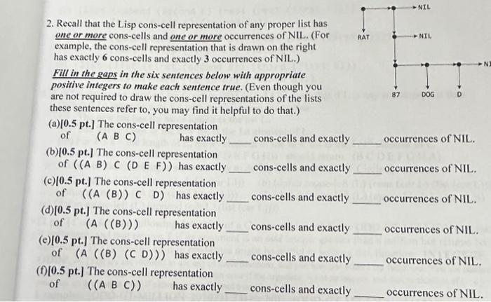 Solved 2. Recall that the Lisp cons-cell representation of | Chegg.com