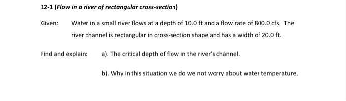Solved 12-1 (Flow in a river of rectangular cross-section) | Chegg.com