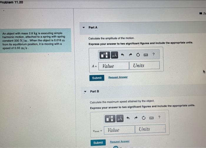 Solved An objoct with mass 2.8 kg is executing simple | Chegg.com