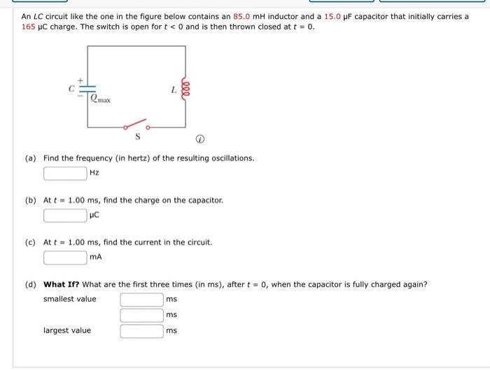 Solved An LC circuit like the one in the figure below | Chegg.com