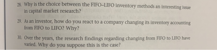 Solved 28. Why is the choice between the FIFO-LIFO inventory | Chegg.com