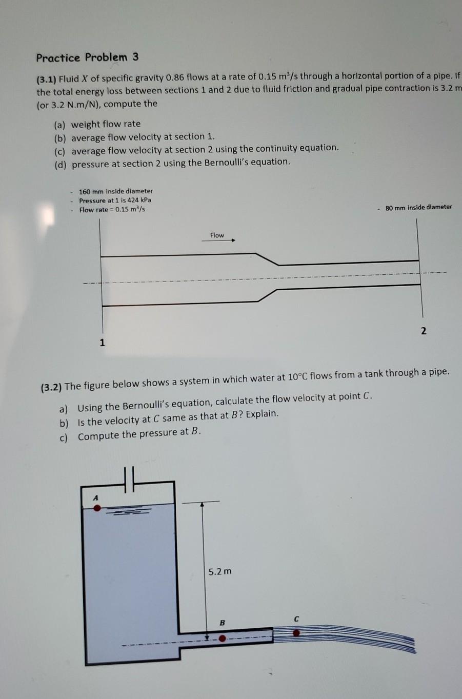 Solved Practice Problem 3 (3.1) Fluid X of specific gravity | Chegg.com
