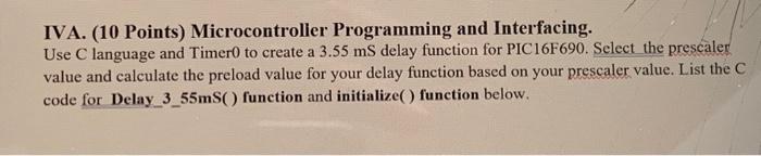 Solved IVA. (10 Points) Microcontrolier Programming and | Chegg.com