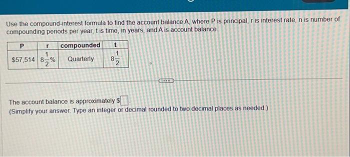 Solved Use the compound-interest formula to find the account | Chegg.com