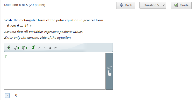 Solved Question 5 of 5 (20 points)Write the rectangular | Chegg.com Solved Question 5 of 5 (20 points)Write the rectangular | Chegg.com