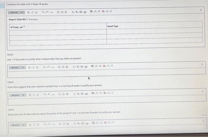 Solved IR Spectrum for Product Obtained (2pts) Upload your | Chegg.com