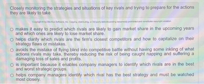 Solved Closely monitoring the strategies and situations of | Chegg.com